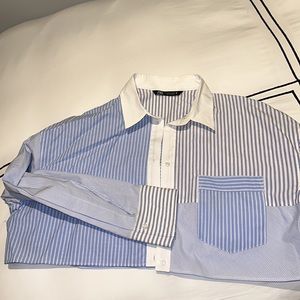 Zara | Tops | Zara Crop Patchwork Shirt | Poshmark